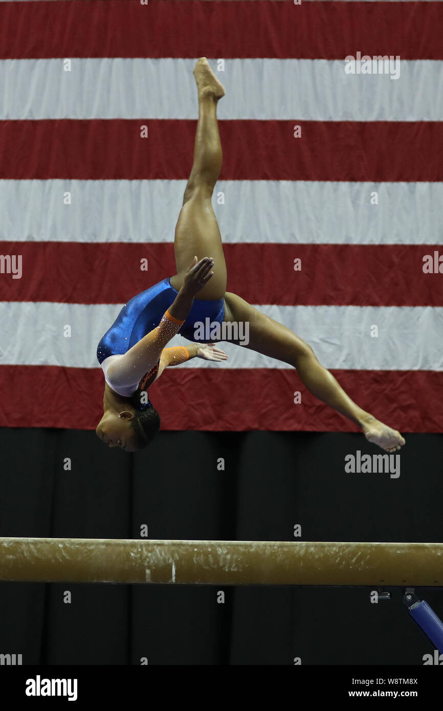August 9, 2019: Gymnast Trinity Thomas competes during day one of the ...