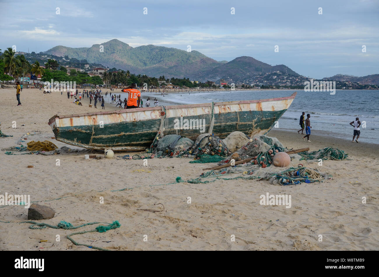 Sunday afternoon on Lumley Beach, Freetown, Sierra Leone in 2014 Stock ...