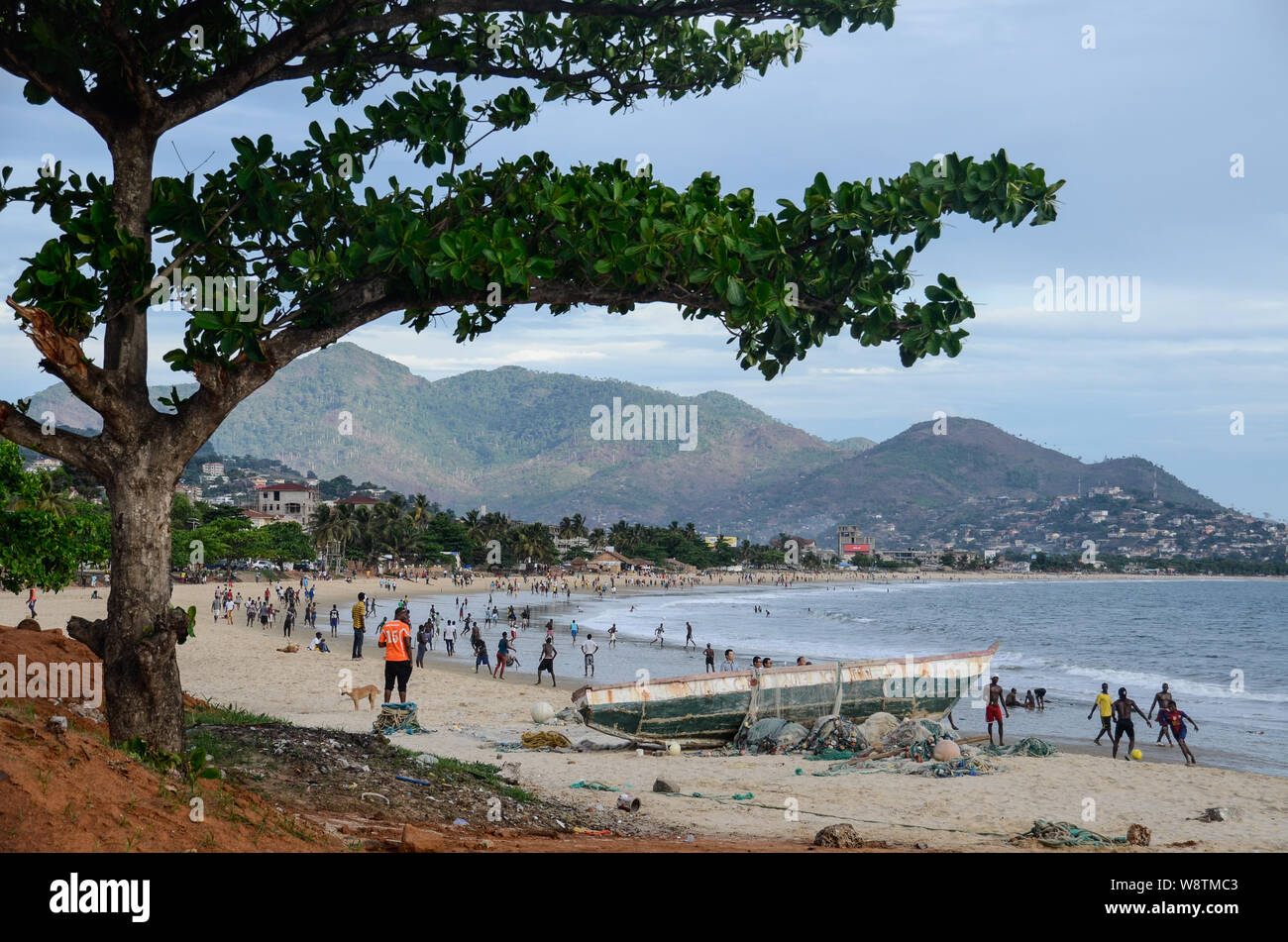 Sunday afternoon on Lumley Beach, Freetown, Sierra Leone in 2014 Stock ...