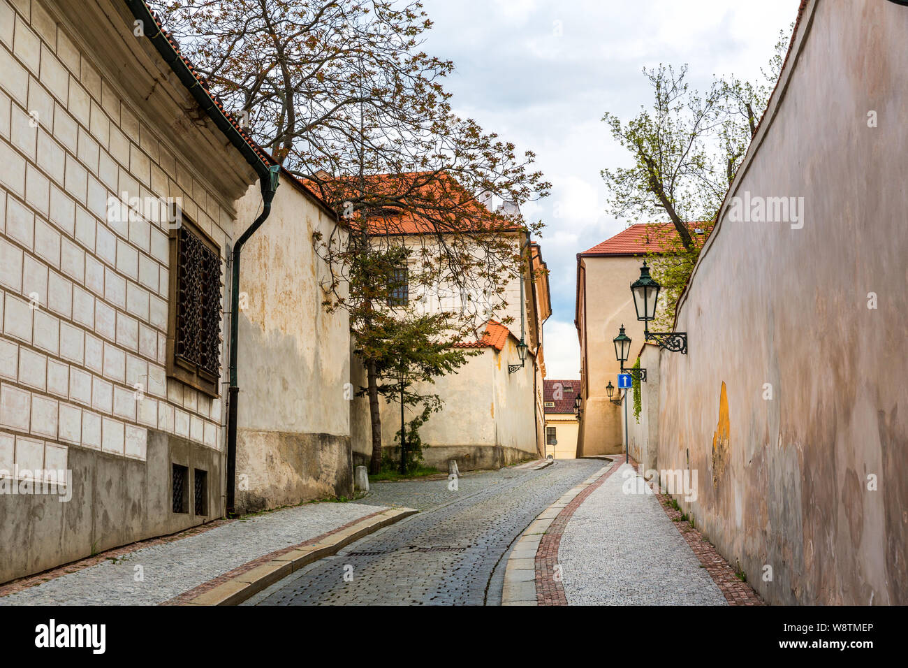Ancient alleyway in old European town, nobody Stock Photo - Alamy