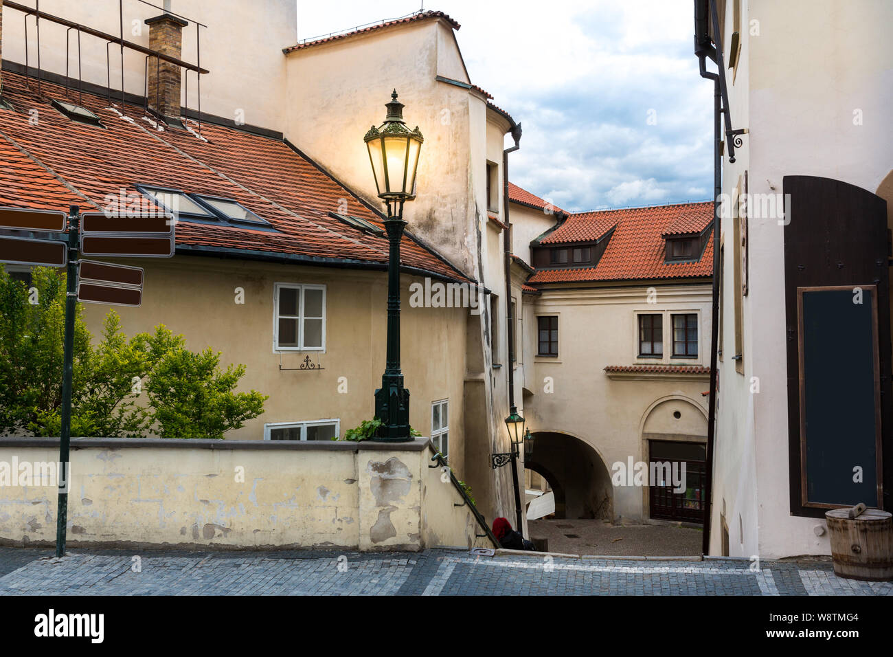 Ancient alleyway in old European town, nobody Stock Photo - Alamy
