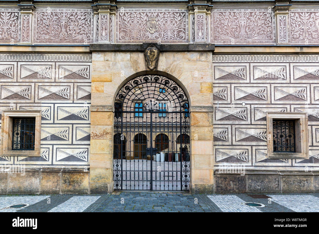 Ancient building with gates, old European town Stock Photo - Alamy