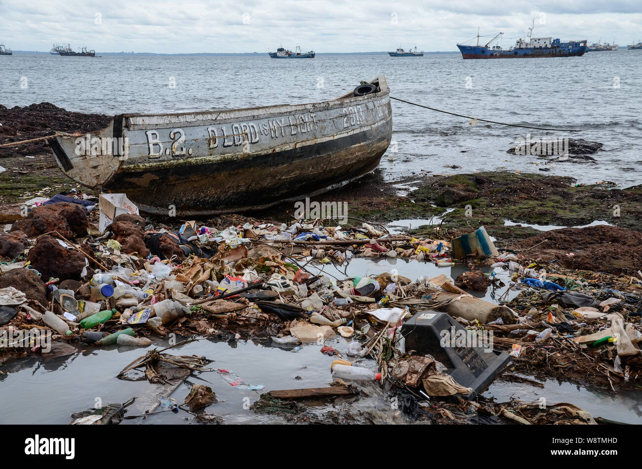 Fishing boat at Murray Town, Freetown, Sierra Leone in 2014 Stock Photo ...