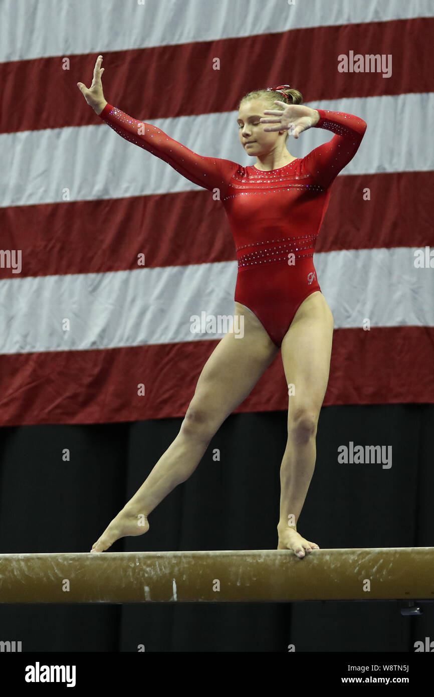 August 9, 2019: Gymnast Jade Carey competes during day one of the ...