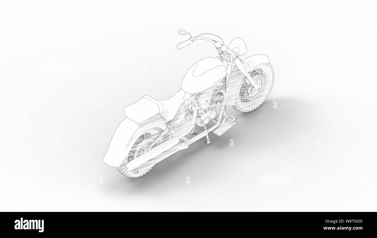 Motorcycle cruiser design sketch isolated in white studio background ...