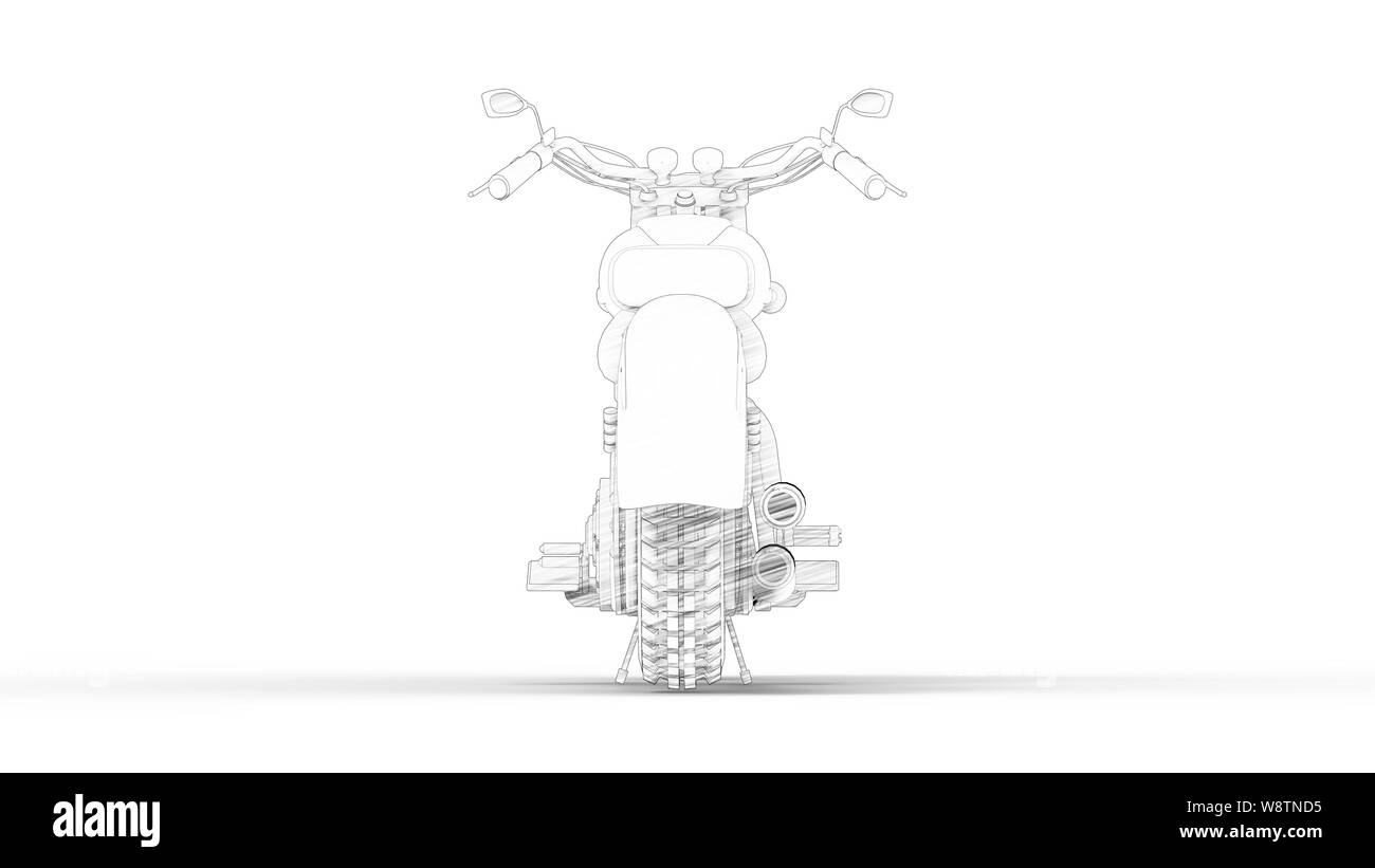 Motorcycle cruiser design sketch isolated in white studio background ...