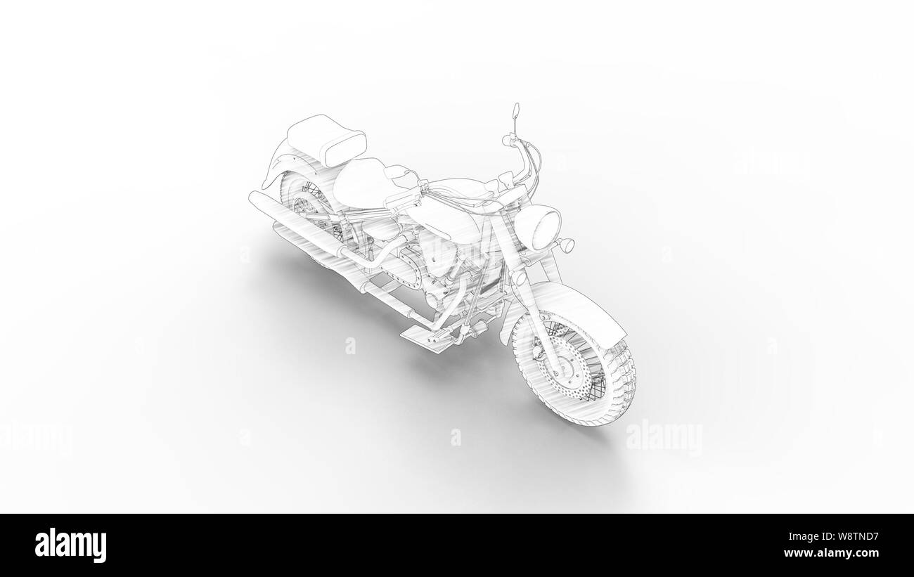 Motorcycle cruiser design sketch isolated in white studio background ...