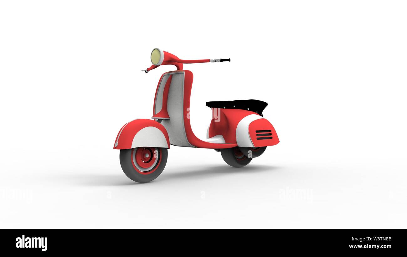 Vintage moped 3d rendering multiple views isolated in white studio ...