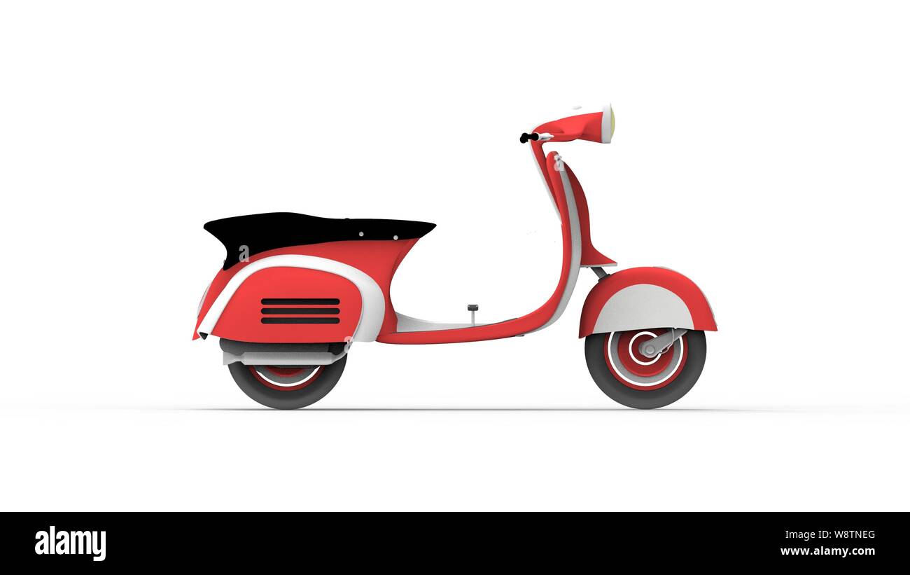 Vintage moped 3d rendering multiple views isolated in white studio ...