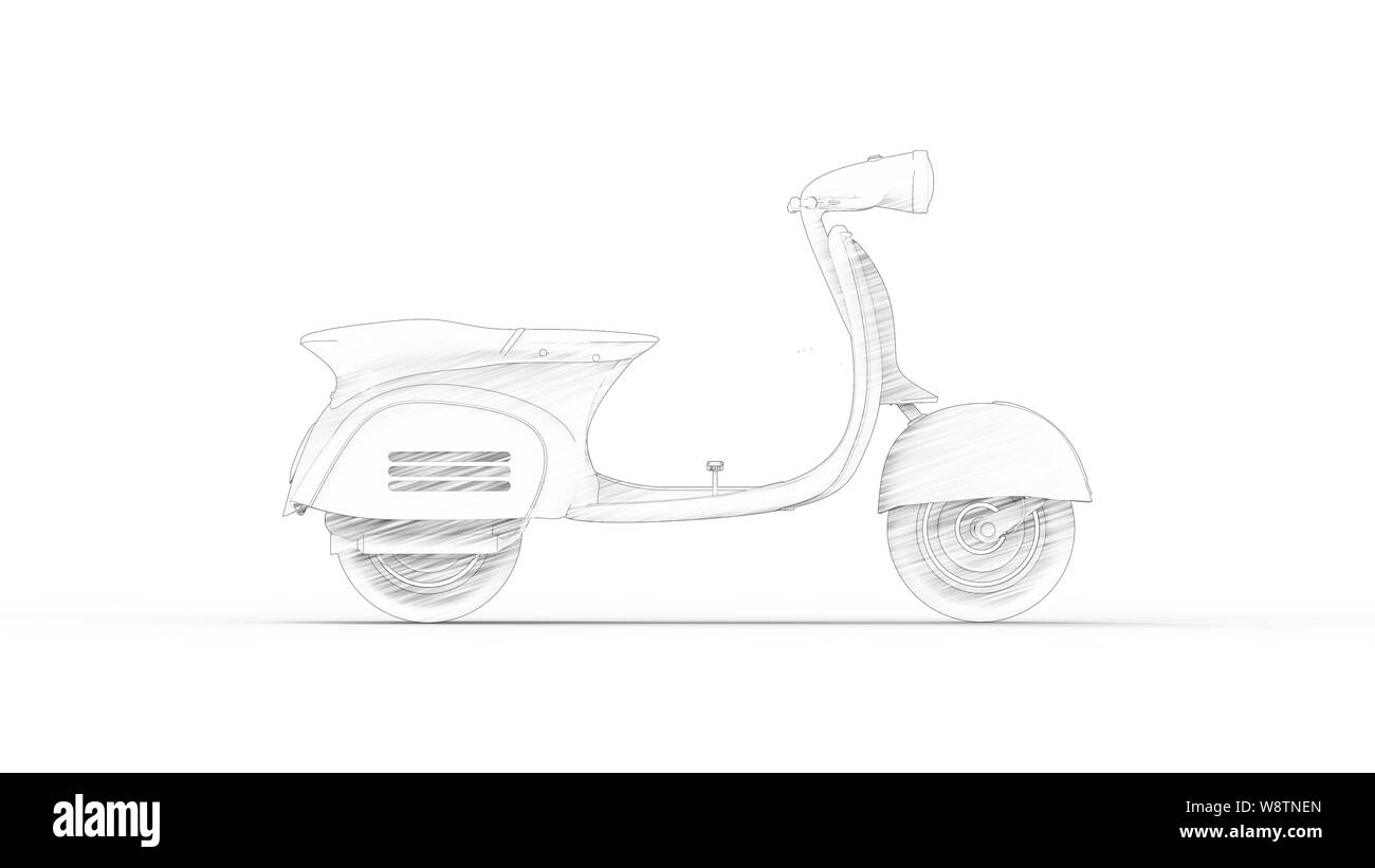 Vintage moped 3d rendering multiple views isolated in white studio ...