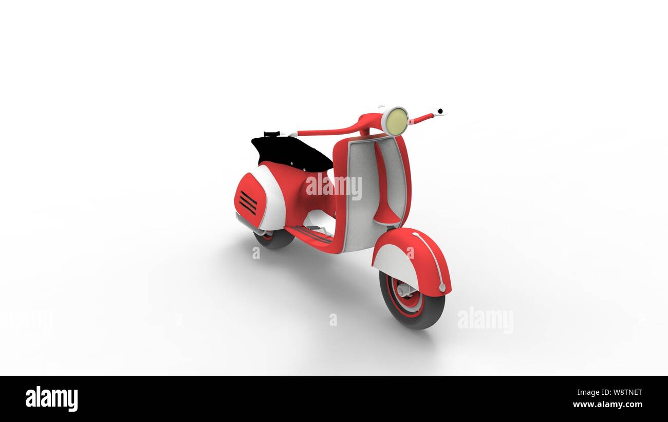 Vintage moped 3d rendering multiple views isolated in white studio ...