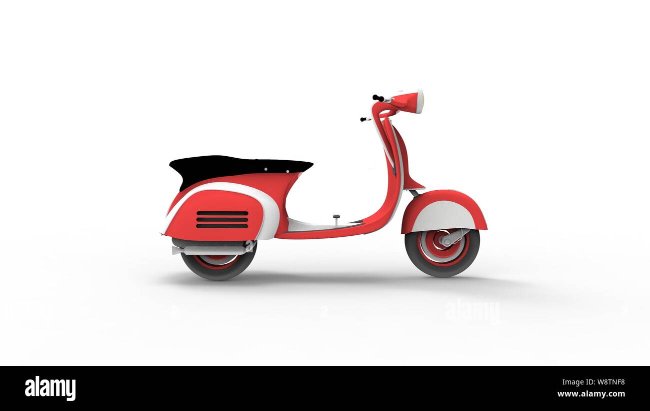 Vintage moped 3d rendering multiple views isolated in white studio ...