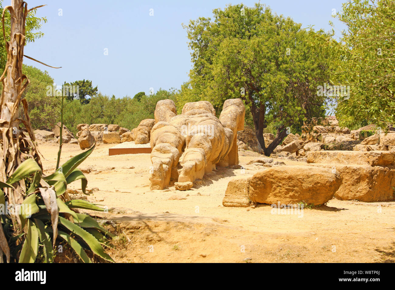Giant Telamon, Atlas supporting statue of ruined Temple of Zeus in the ...