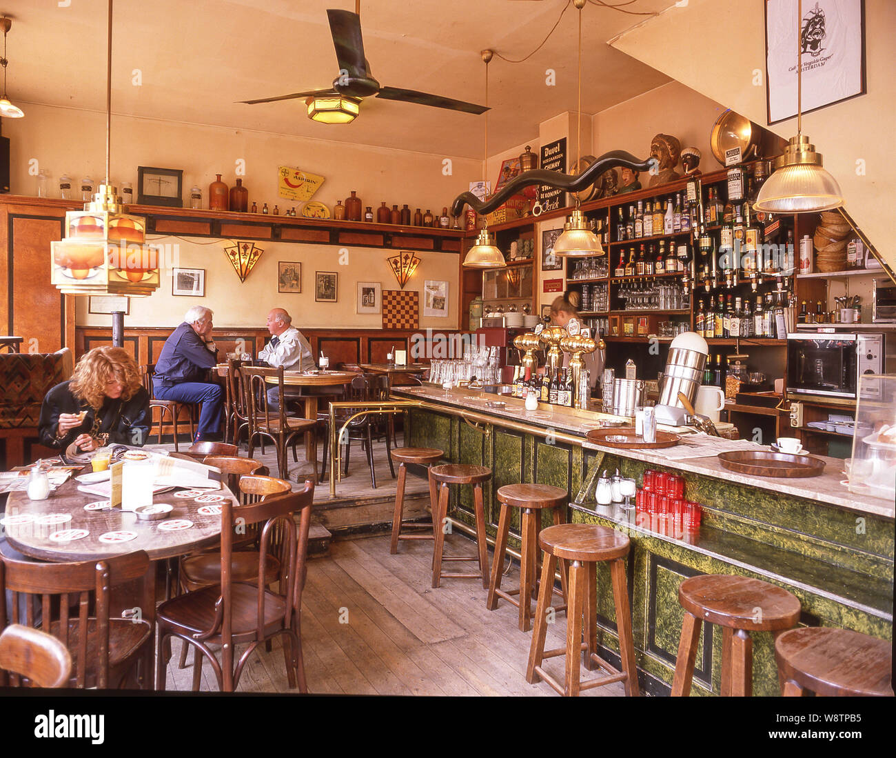 Interior of a brown cafe (Bruine Kroeg), Amsterdam, Noord-Holland ...