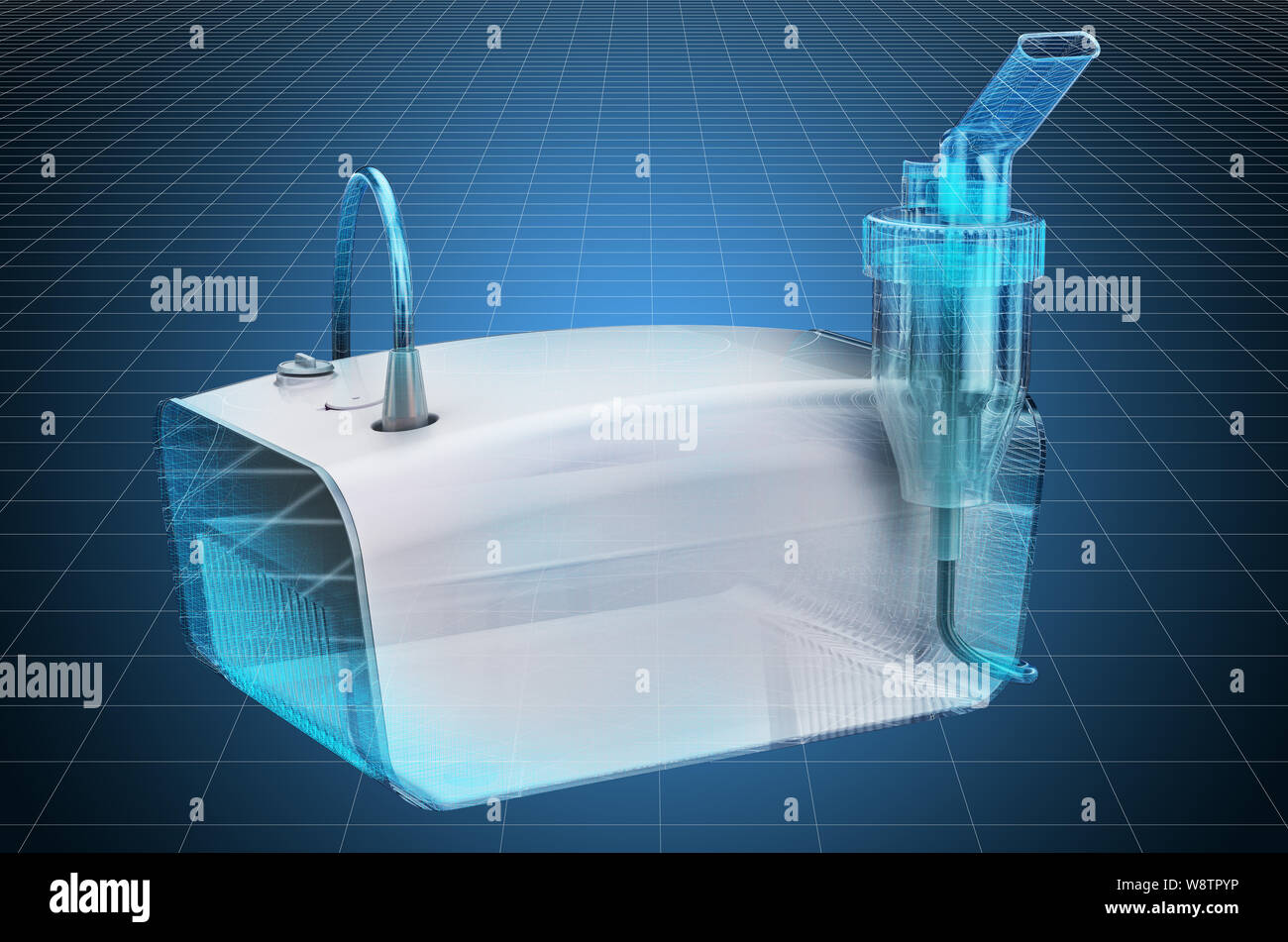 Visualization 3d cad model of medical inhaler, nebulizer. 3D rendering ...