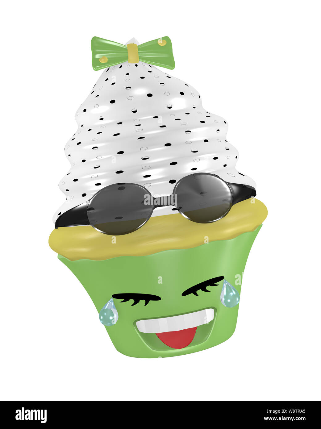 Tears laughing Kawaii emoticon as a cupcake. 3d rendering Stock Photo ...