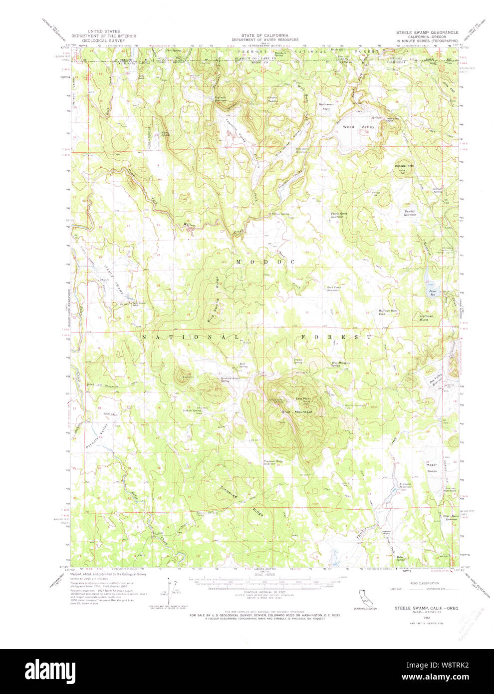 USGS Topo Map California Steele Swamp 301756 1962 62500 Restoration ...
