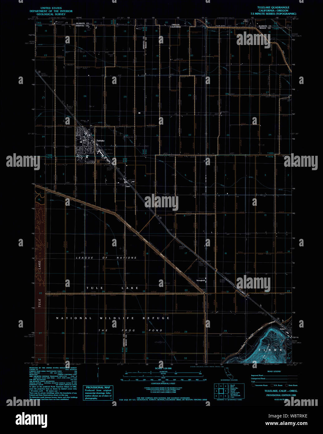 USGS Topo Map California Tulelake 102067 1988 24000 Inverted ...