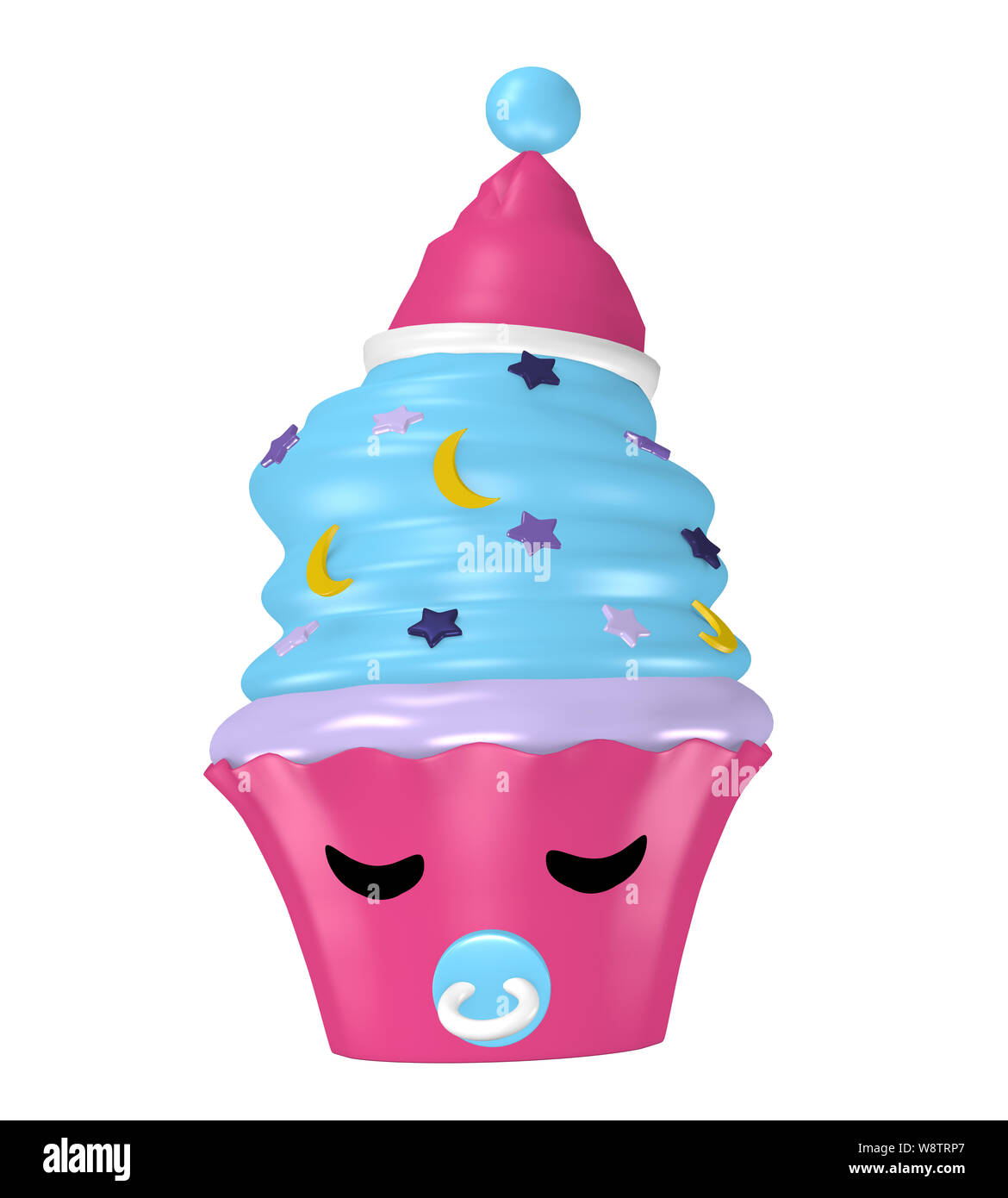 Kawaii cupcake as a sleeping character with sleepyhead. Isolated on ...
