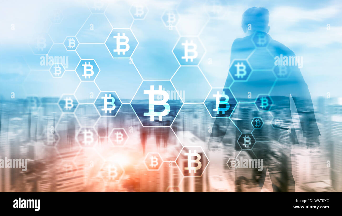 Bitcoin, Blockchain concept on server room background Stock Photo - Alamy