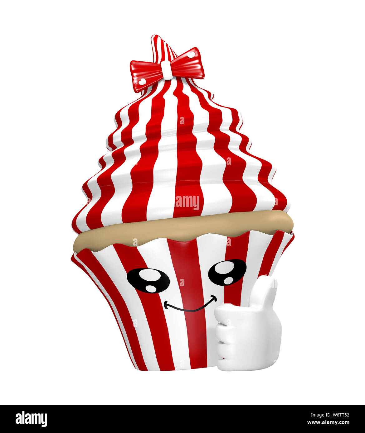 funny cupcake emoticon in kawaii style with ok sign. 3d rendering Stock ...