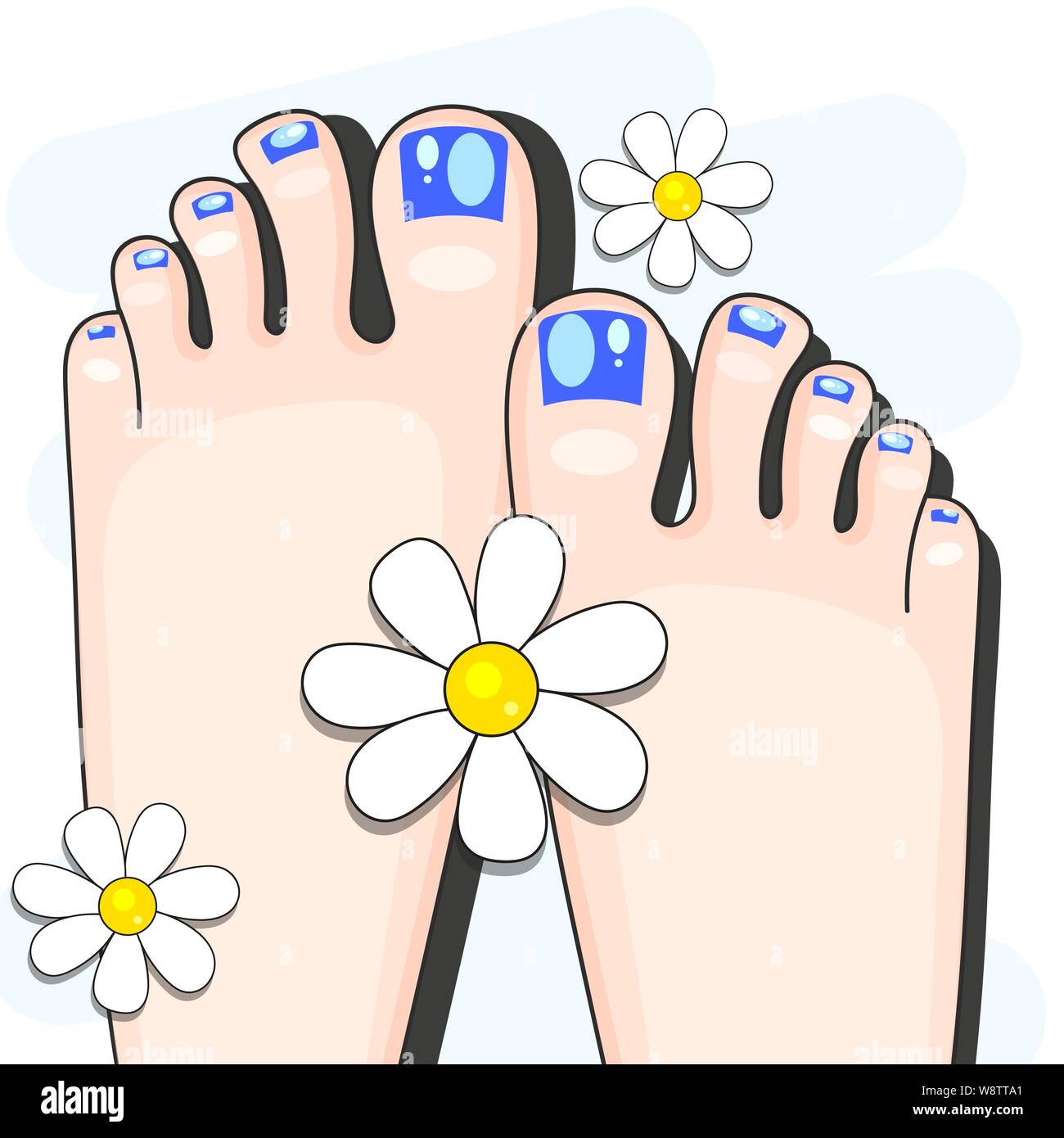 Pedicure Female Fingers Vector Illustration Of Female Feet Isolated On ...
