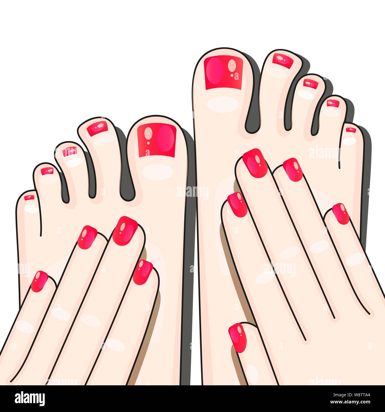 Pedicure Female Fingers Vector Illustration Of Female Feet Isolated On ...