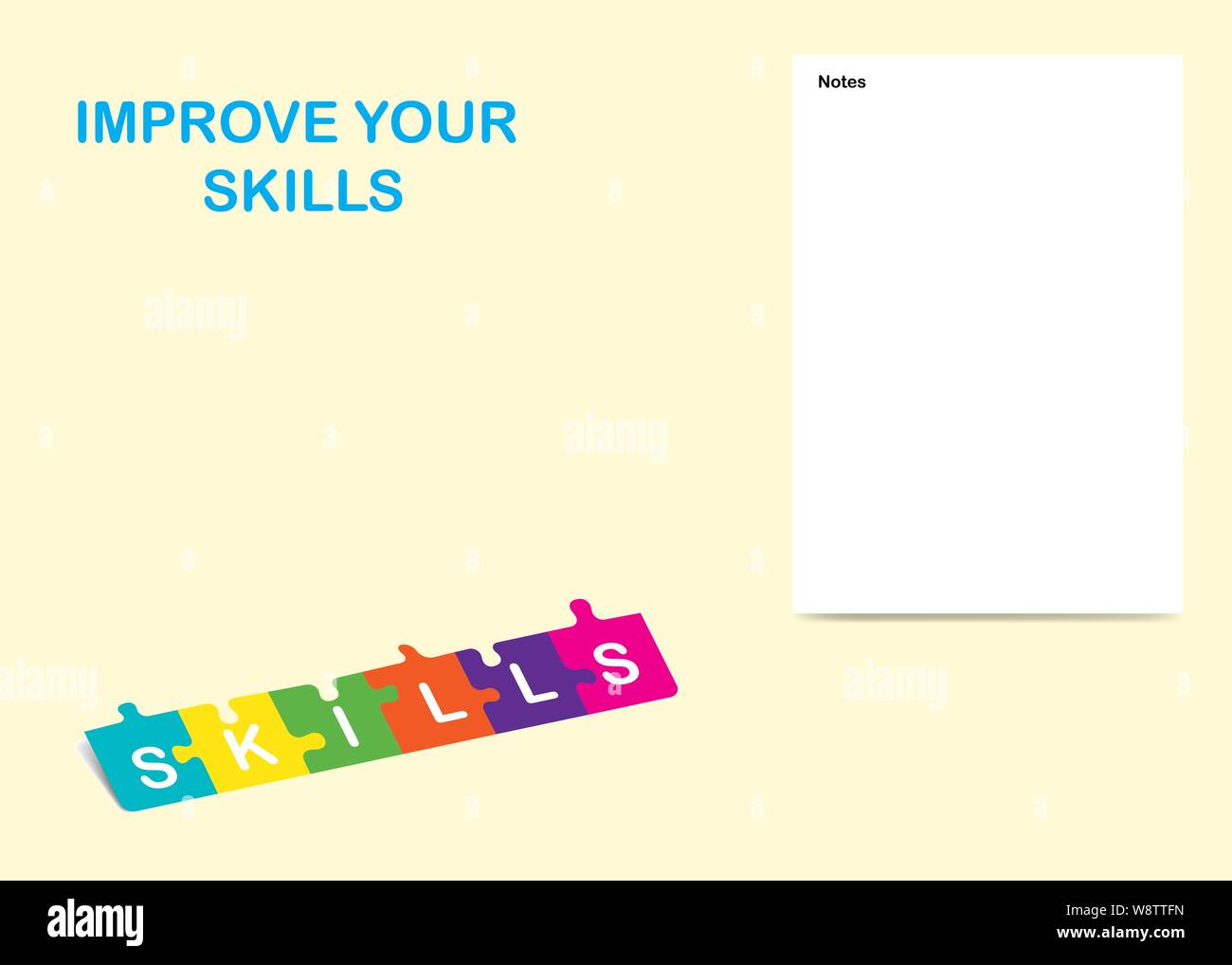 Improve your skills template vector of 3d inscription SKILLS on puzzle ...