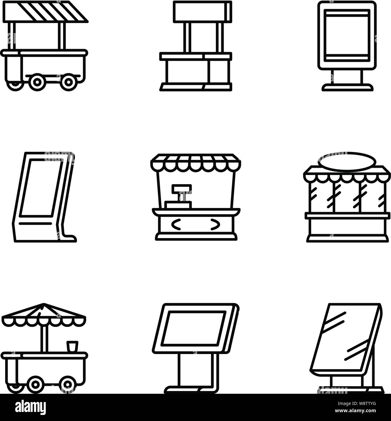City street shop icon set. Outline set of 9 city street shop vector ...