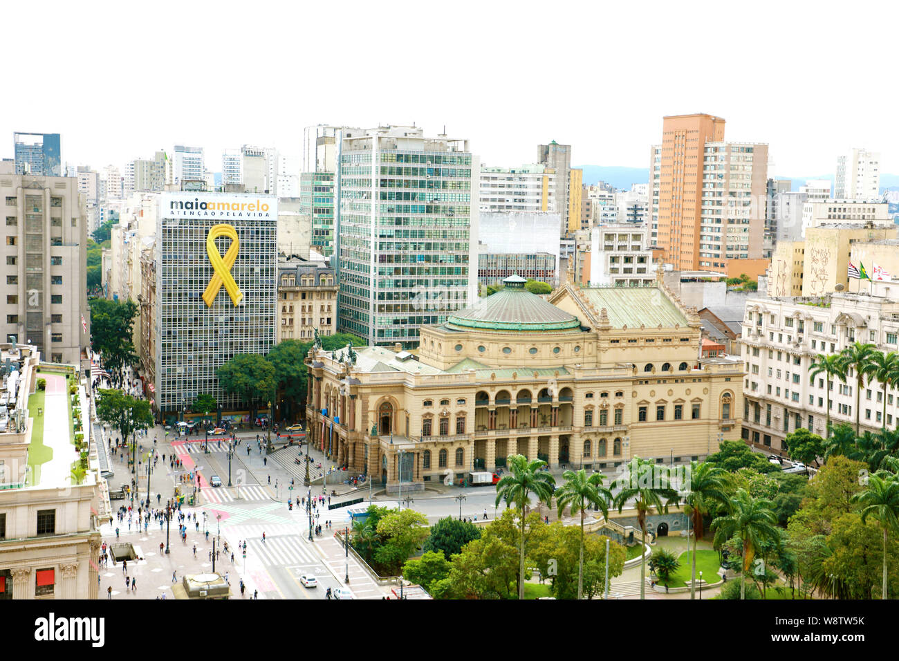 SAO PAULO, BRAZIL - MAY 15, 2019: cityscape with Municipal Theatre of ...