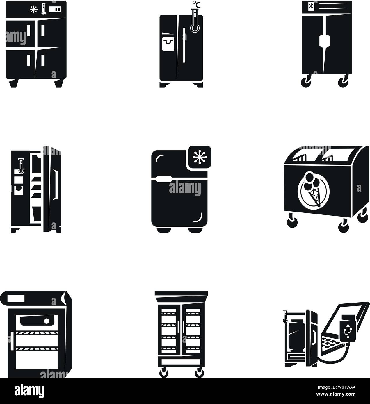 Home fridge icon set. Simple set of 9 home fridge vector icons for web ...