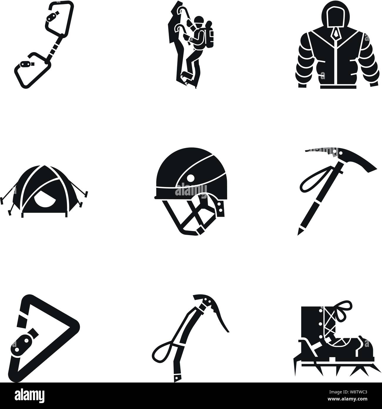 Climbing tools icon set. Simple set of 9 climbing tools vector icons ...