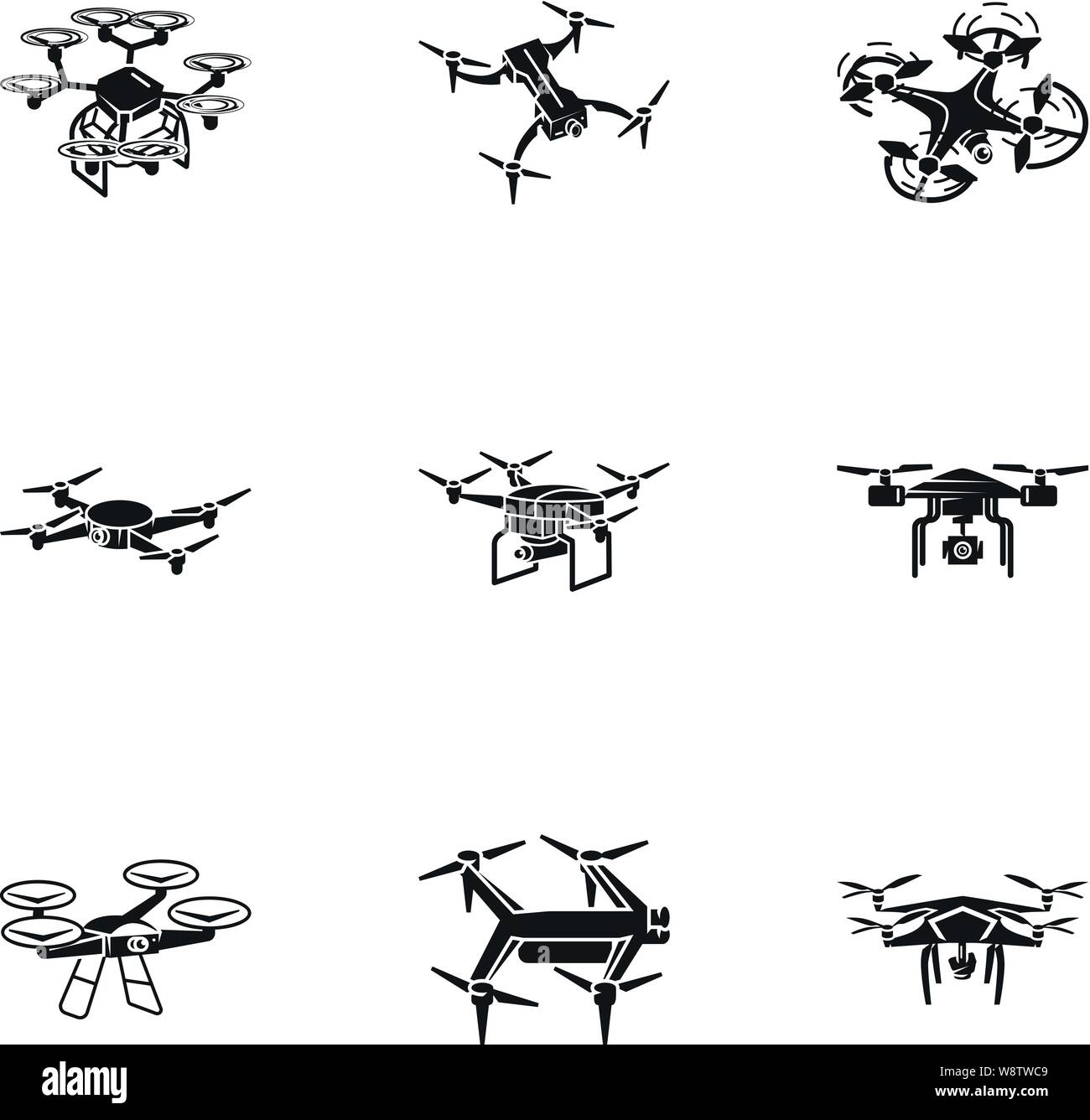Drone transport icon set. Simple set of 9 drone transport vector icons ...