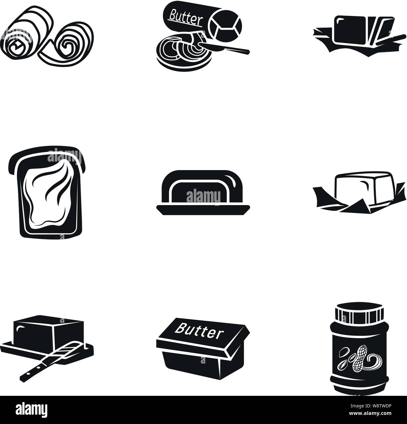 Culinary butter icon set. Simple set of 9 culinary butter vector icons ...