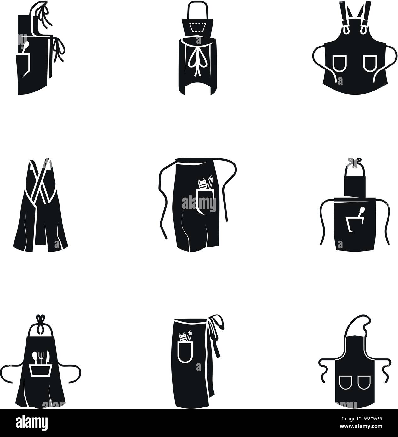 Culinary apron icon set. Simple set of 9 culinary apron vector icons ...