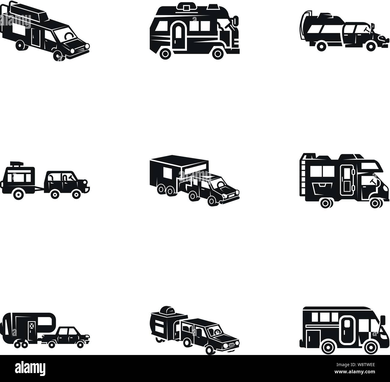 Mobile motorhome icon set. Simple set of 9 mobile motorhome vector ...