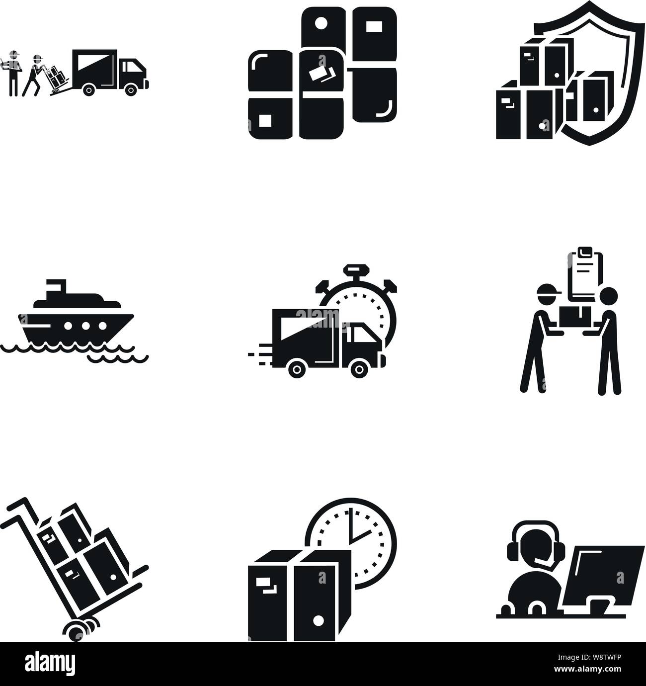 Transport parcel delivery icon set. Simple set of 9 transport parcel ...
