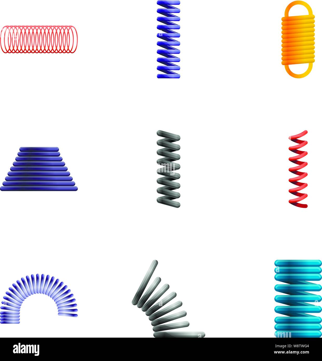Wire coil icon set. Cartoon set of 9 wire coil vector icons for web ...