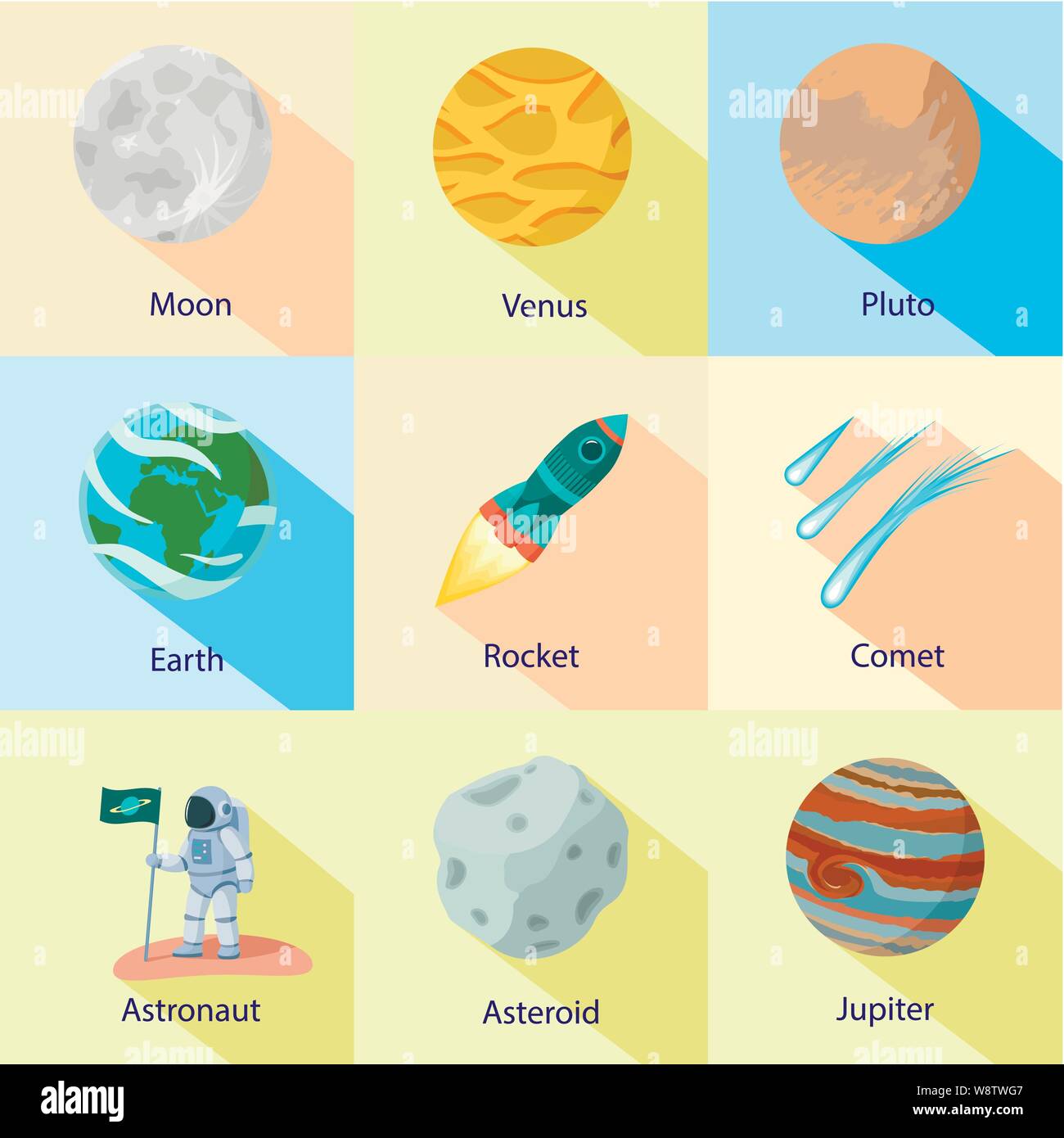 Cosmic expedition icon set. Flat set of 9 cosmic expedition vector ...