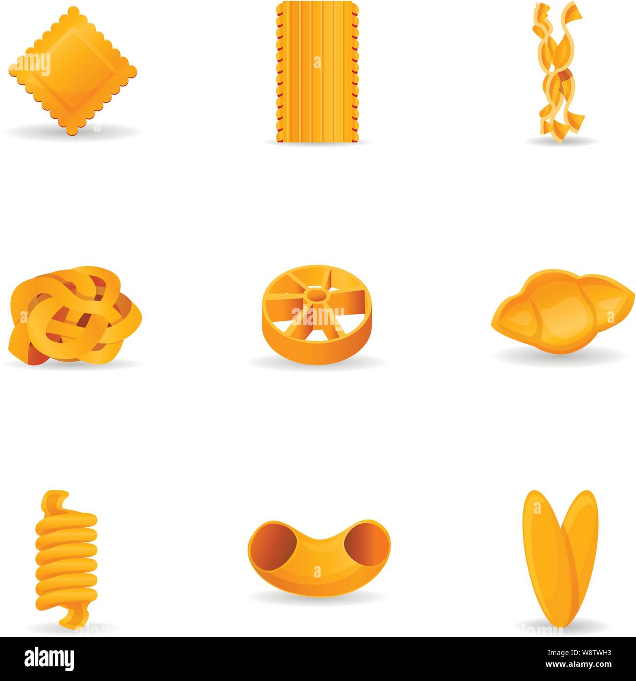 Delicious pasta icon set. Cartoon set of 9 delicious pasta vector icons ...