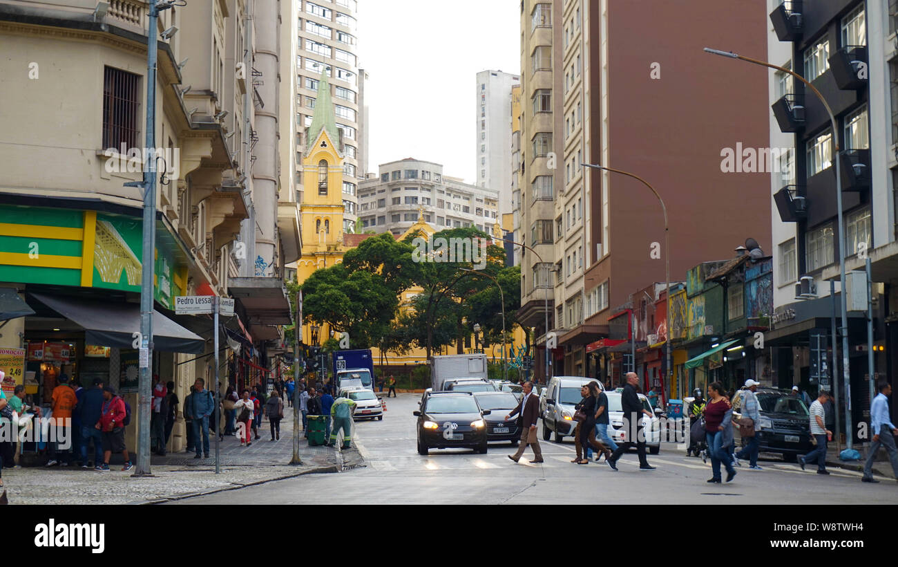 SAO PAULO, BRAZIL - MAY 16, 2019: Praça Pedro Lessa square in Sao Paulo ...