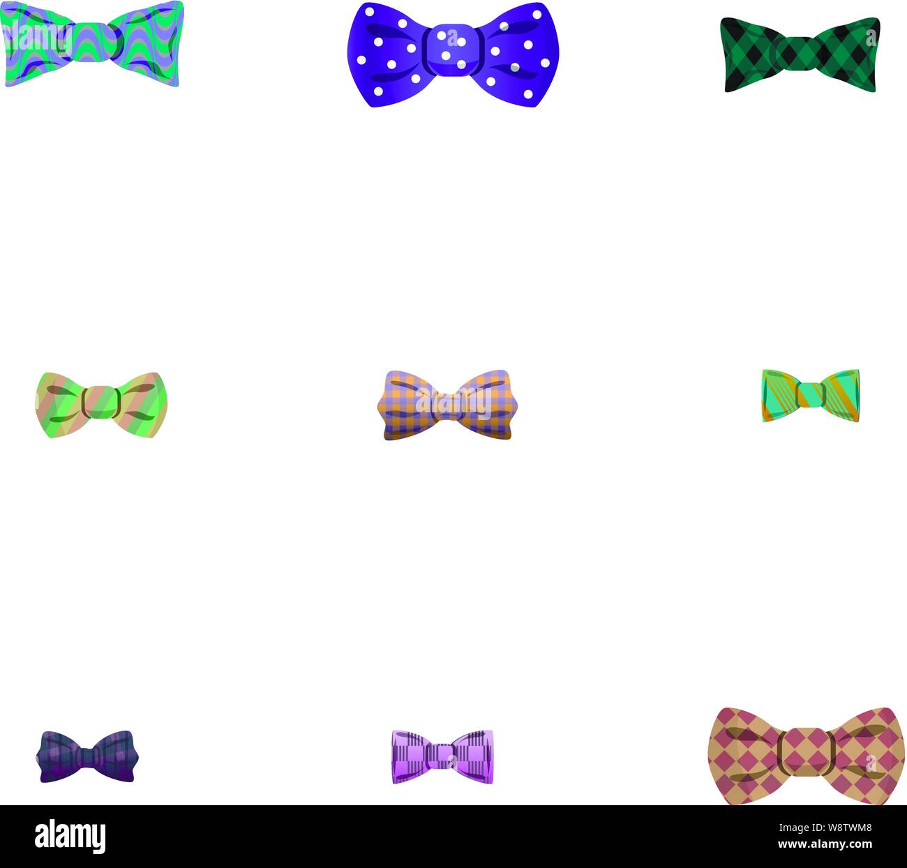 Fabric bow tie icon set. Cartoon set of 9 fabric bow tie vector icons ...