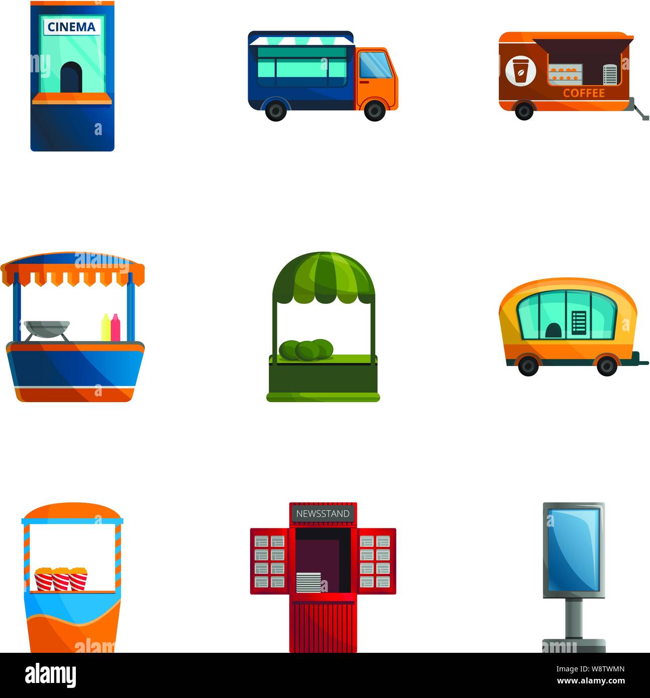 City street shop icon set. Cartoon set of 9 city street shop vector ...