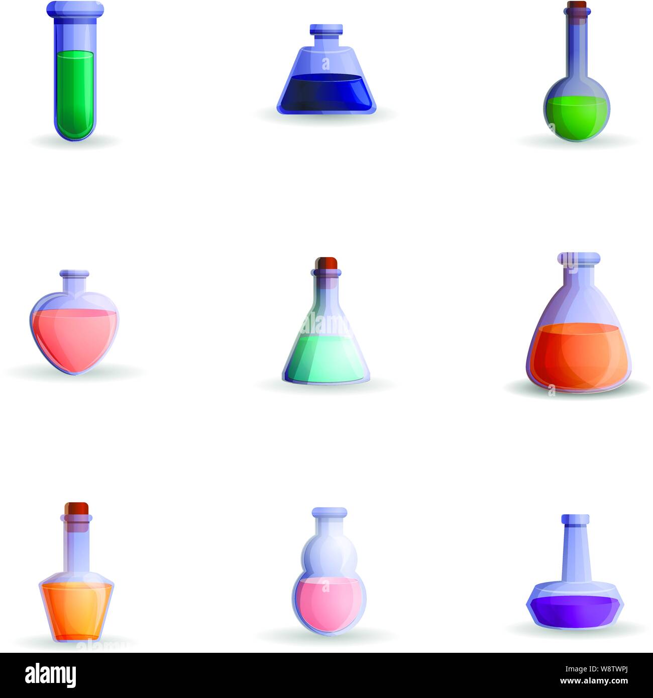 Laboratory potion icon set. Cartoon set of 9 laboratory potion vector ...