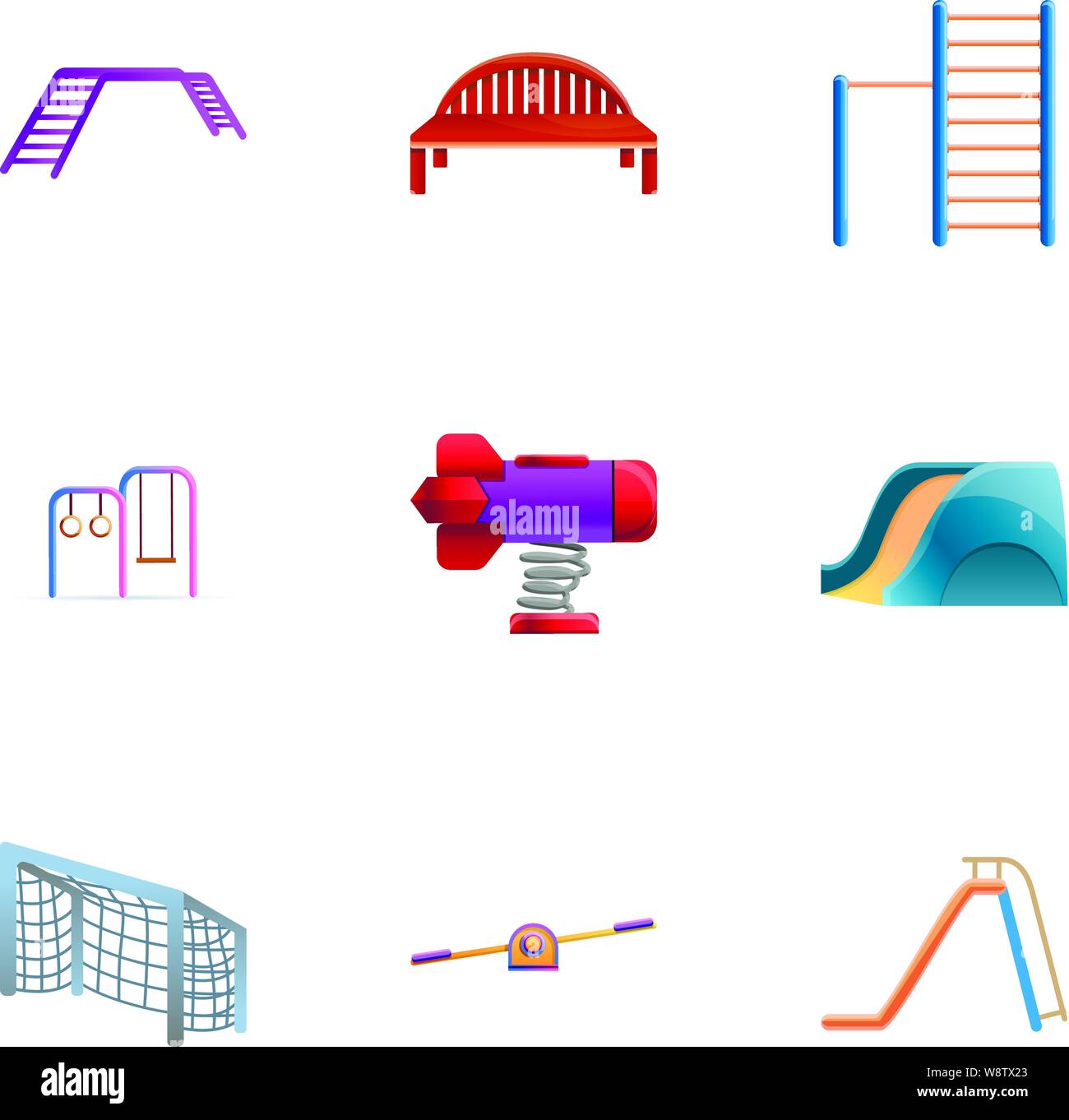 Park playground icon set. Cartoon set of 9 park playground vector icons ...