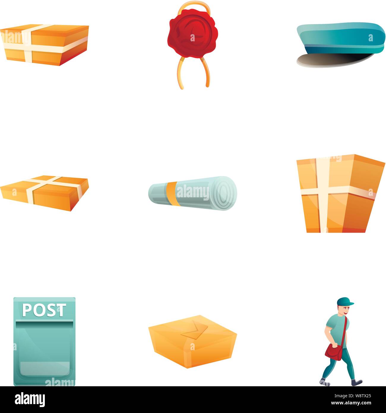 Global post service icon set. Cartoon set of 9 global post service ...