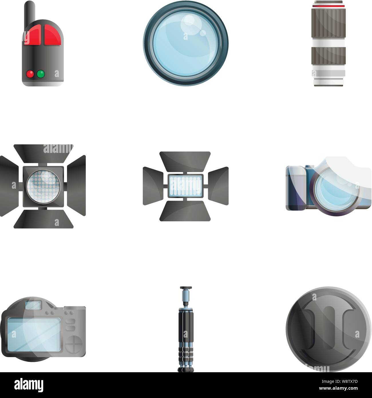 Photo camera icon set. Cartoon set of 9 photo camera vector icons for ...