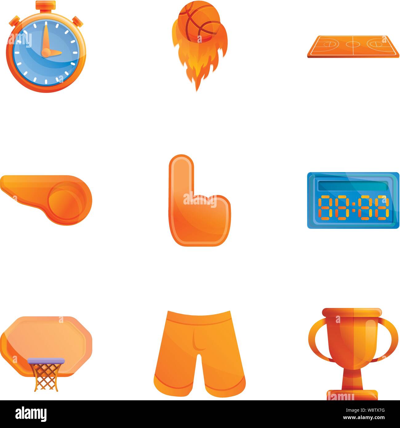 Basketball sport icon set. Cartoon set of 9 basketball sport vector ...