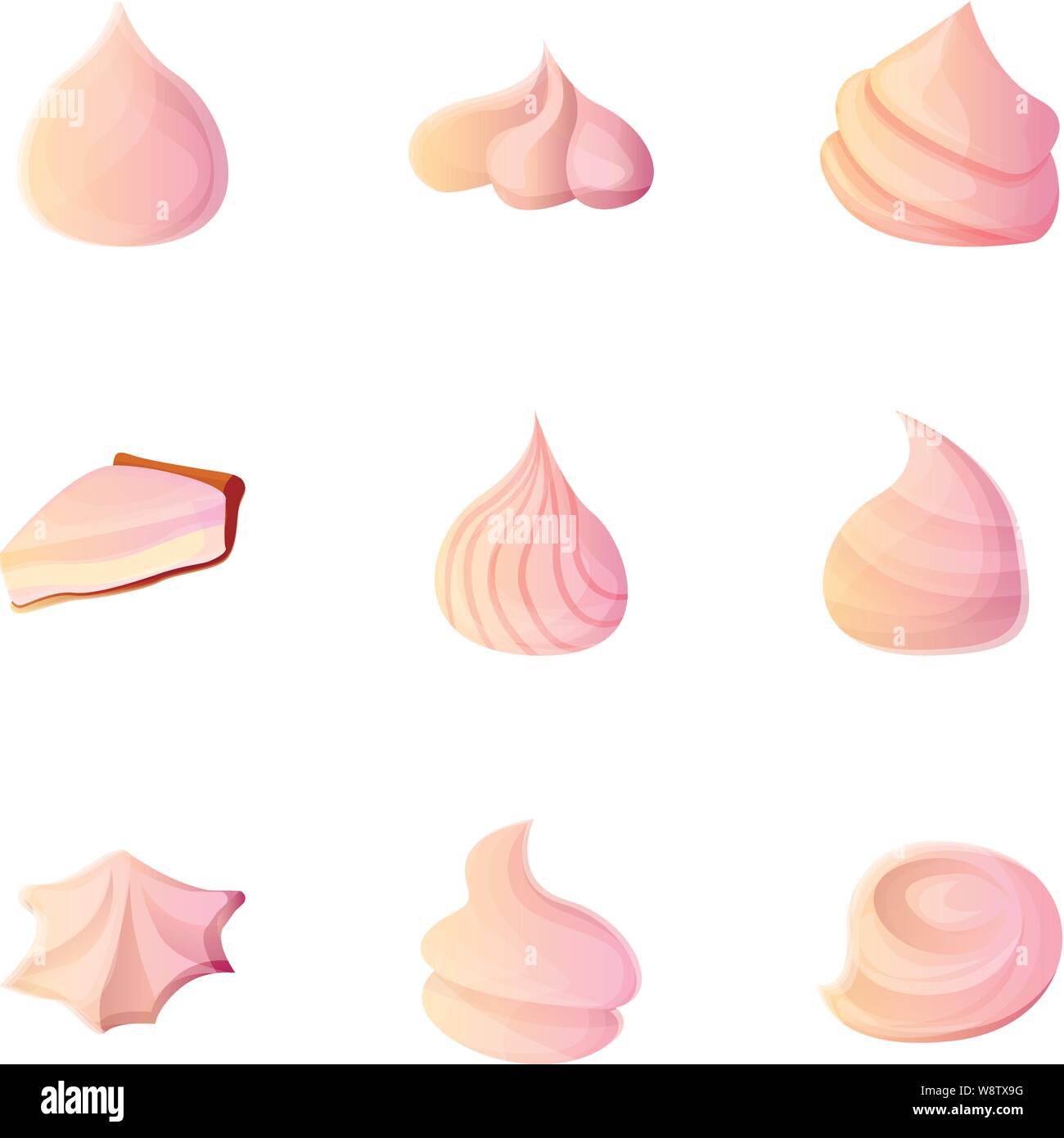 Foam Meringue Icon Set Cartoon Set Of 9 Foam Meringue Vector Icons For