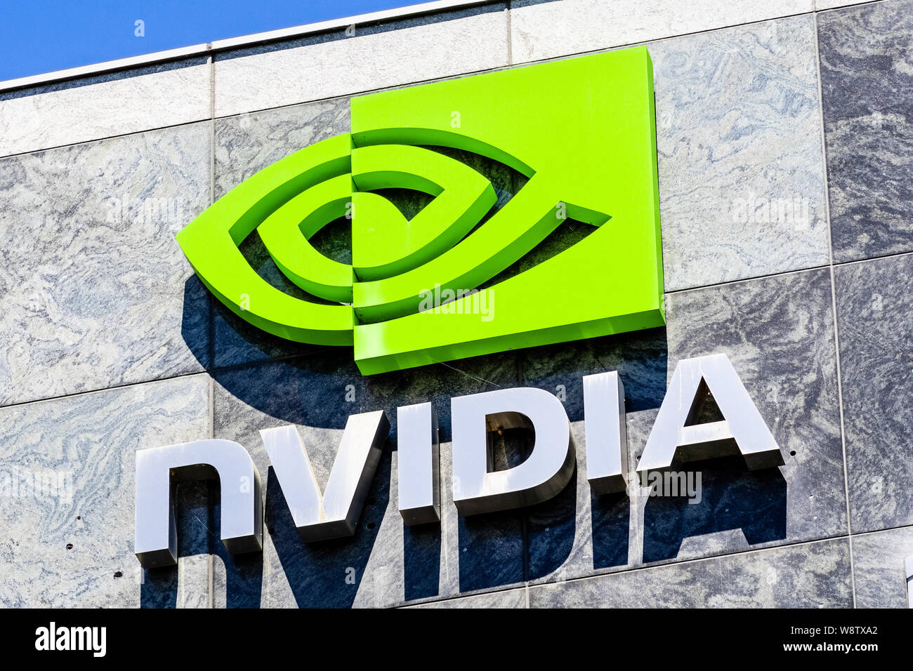 August 9, 2019 Santa Clara / CA / USA - The NVIDIA logo and symbol ...